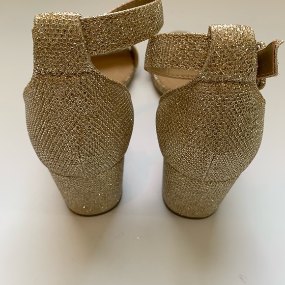 Cityclassified | Shoes | Gold Shimmer Open Toe Block Heel Dress Sandals ...